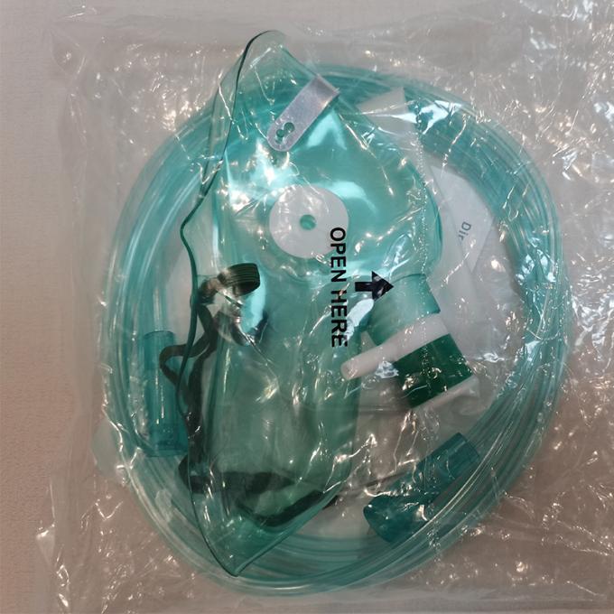 Respiratory Portable Oxygen Mask Green Disposable Oxygen Mask 2.1m Tube