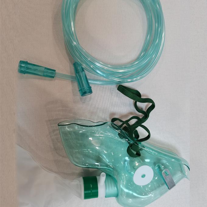 Respiratory Portable Oxygen Mask Green Disposable Oxygen Mask 2.1m Tube
