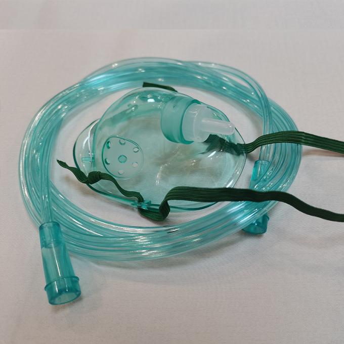 Respiratory Portable Oxygen Mask Green Disposable Oxygen Mask 2.1m Tube