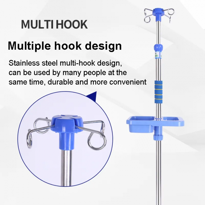 Hospital Four Legged Mobile Stainless Steel Infusion Set IV Pole Drip ...