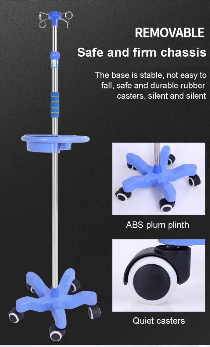 Hospital Four Legged Mobile Stainless Steel Infusion Set IV Pole Drip ...